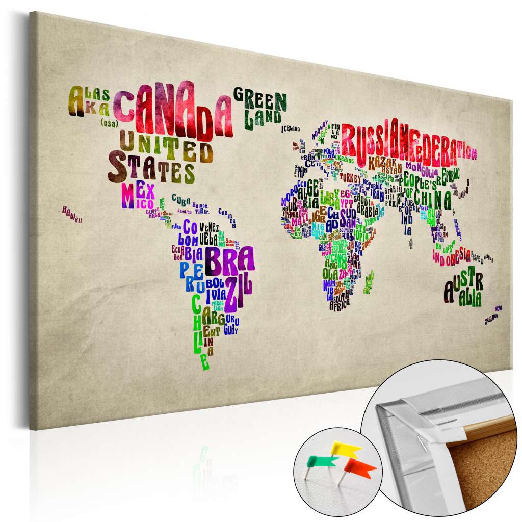 Slika na plutenoj podlozi Global Tournée (EN) [Cork Map] 60x40 | Koreqt.hr